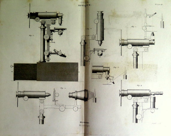 Antique Physics Print 1852 Original Vintage MICROSCOPE OPTICS | Etsy
