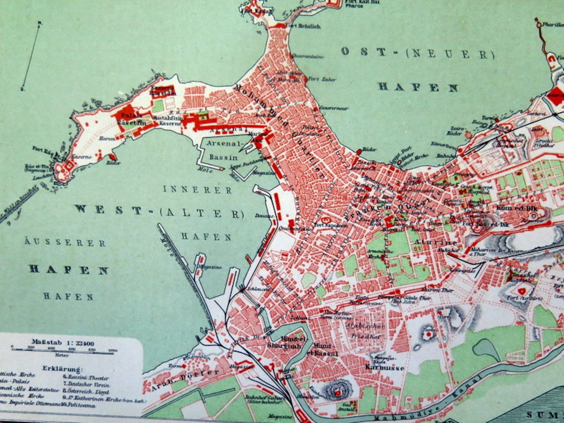 1904 Antique Map Print of Alexandria City, Years Old Vintage Engraving ...