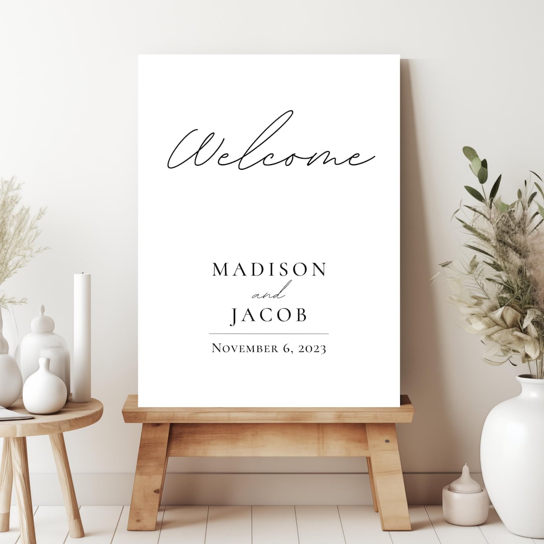 Script Welcome Sign, Reception Sign, Editable Canva Template, Instant ...