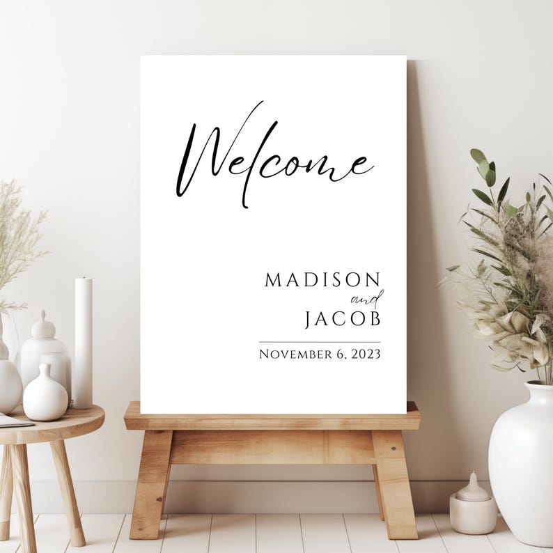 Modern Welcome Sign, Reception Sign, Editable Canva Template, Instant ...