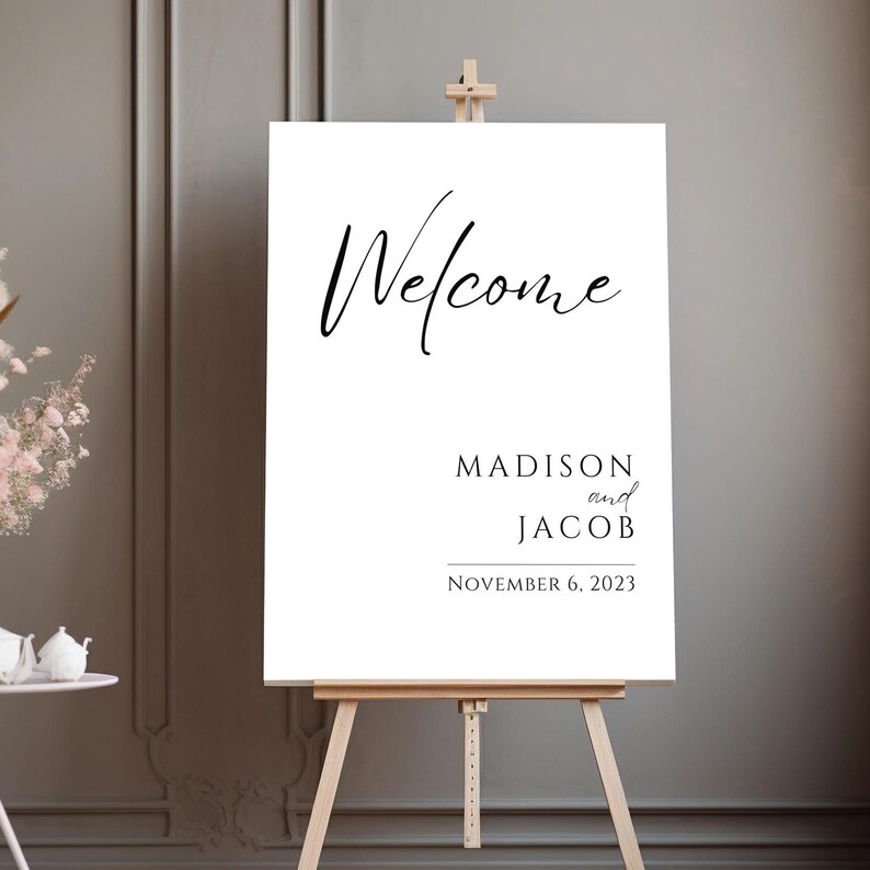 Modern Welcome Sign, Reception Sign, Editable Canva Template, Instant ...