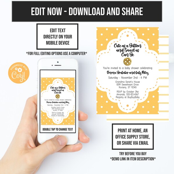 Button Invite - Etsy