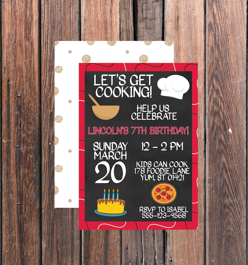 Cooking Invitations Little Chef Birthday Corjl Invitations - Etsy