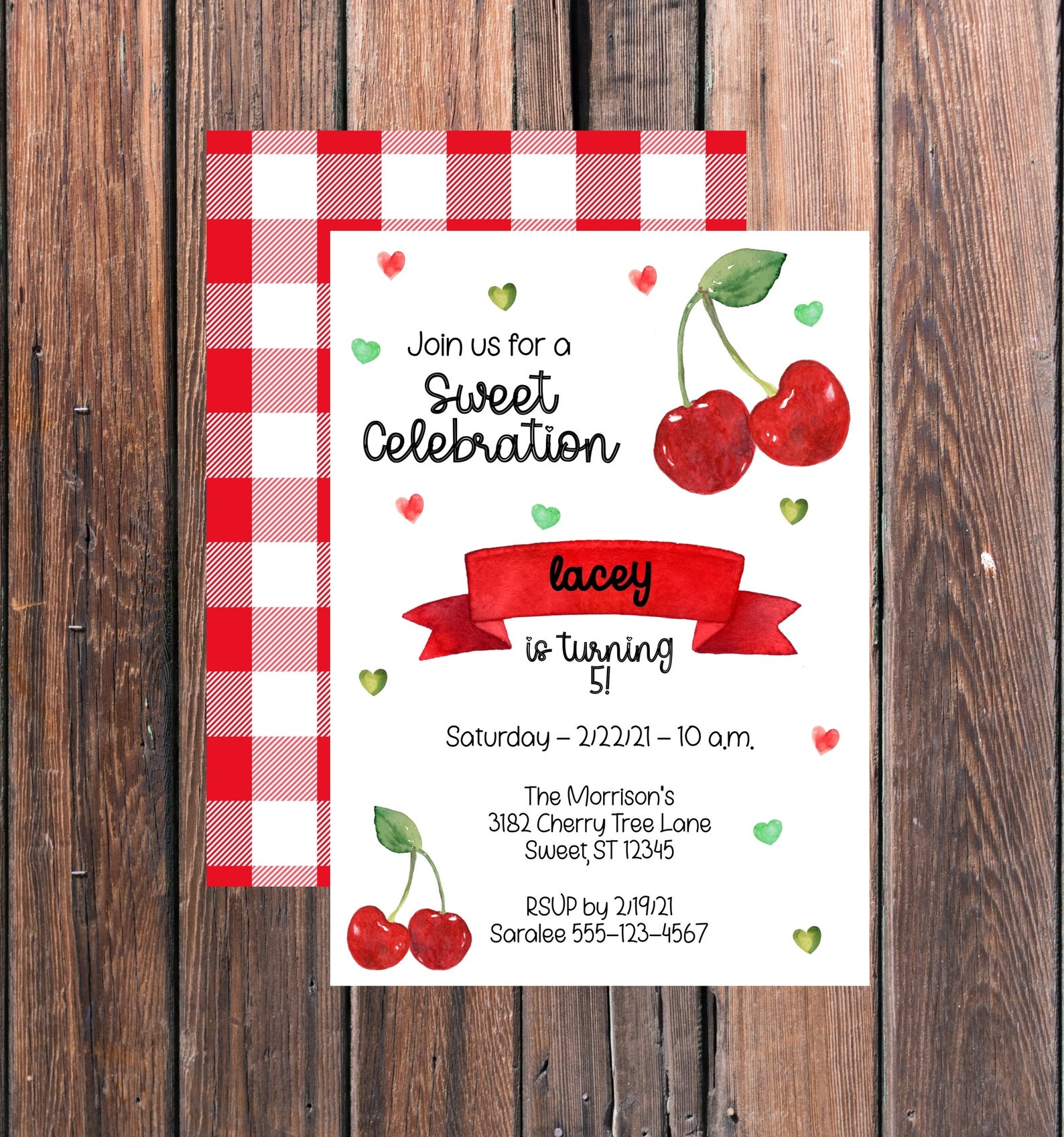 Cherry Invitation, Cherry Party Theme, Cute Birthday Invite, 1st ...