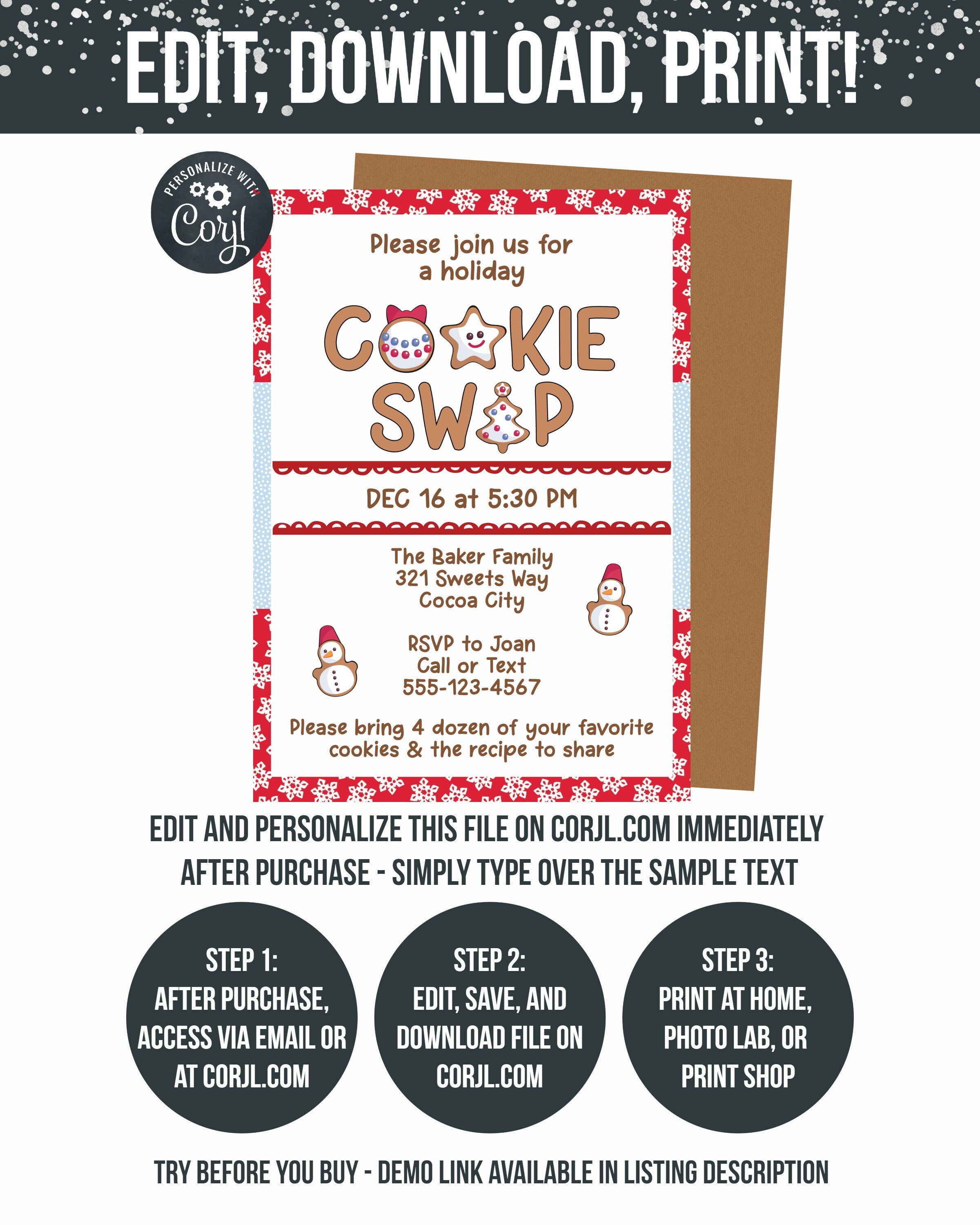 Christmas Cookie Swap, Cookie Exchange, Christmas Invites, Christmas ...