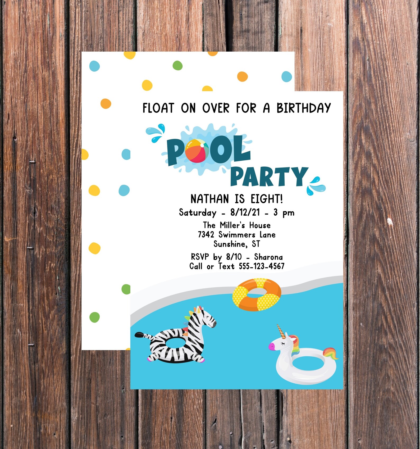 Summer Party Invite, Pool Party Birthday Invitation, Pool Party Invite ...