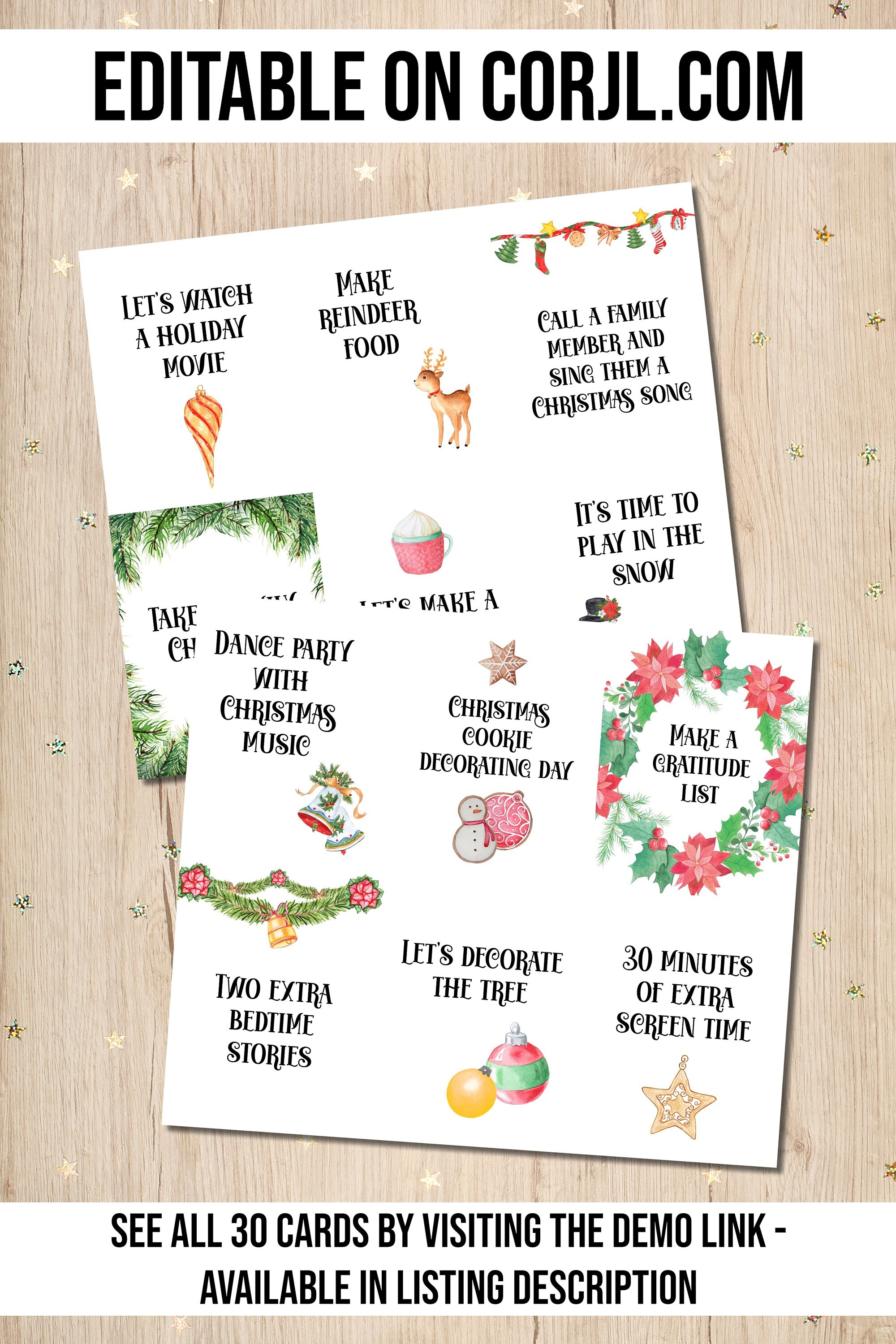 Printable Christmas Advent Calendar, Christmas Activity Cards ...