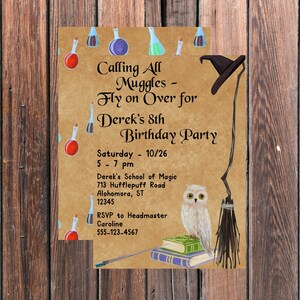 Wizard Invitation Magical Birthday Witch and Wizard - Etsy