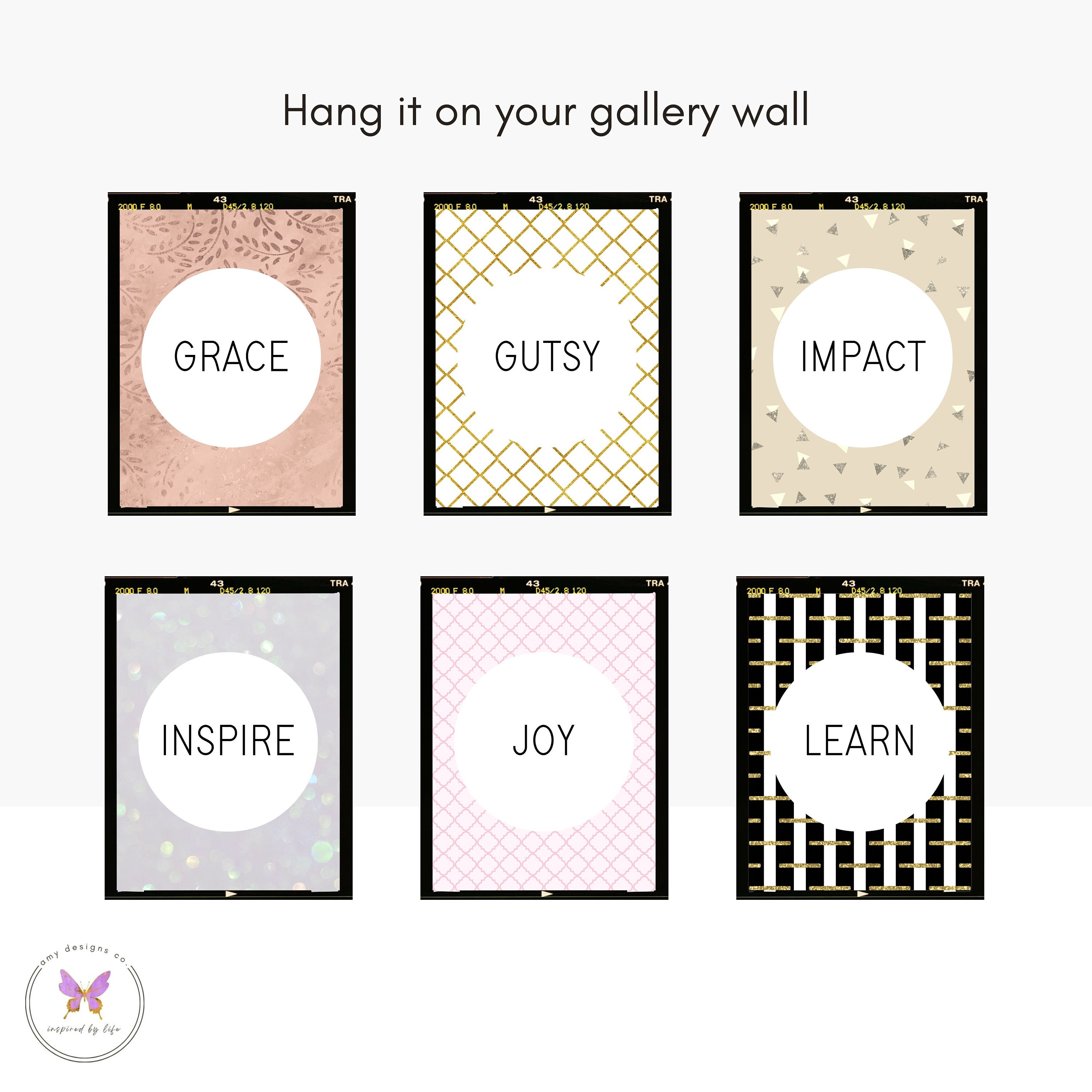 One Word Gallery Wall Art Bundle, Set of 40 Prints, Inspirational ...