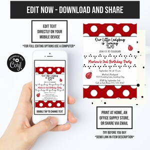 Ladybug Invitation Ladybug Party Corjl Invitations Cute - Etsy