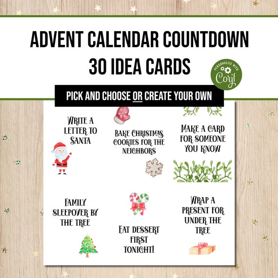 Christmas Advent Calendar Activity Cards Family Holiday - Etsy
