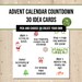 Christmas Advent Calendar Activity Cards, Family Holiday Activities ...
