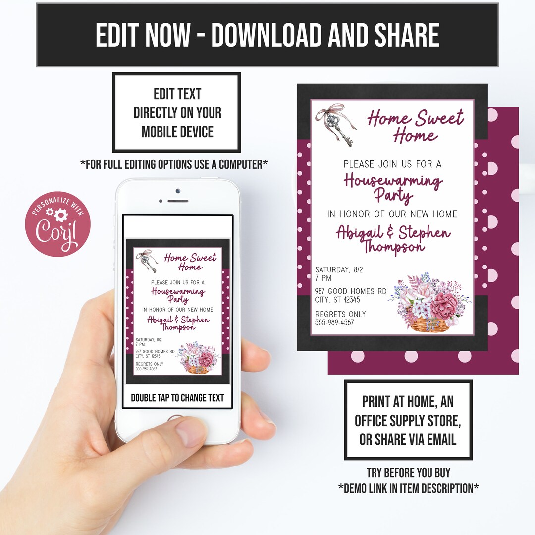 Housewarming Invitation, New Home Invitation, Corjl Invitations, New ...