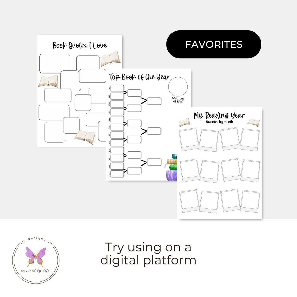 Book Tracker Printable Bundle, Book Reading Planner, Reading Log, Book ...
