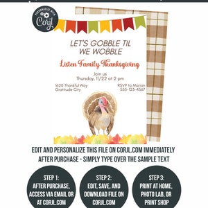 Thanksgiving Invite, Turkey Invitations, Gobble Til We Wobble ...