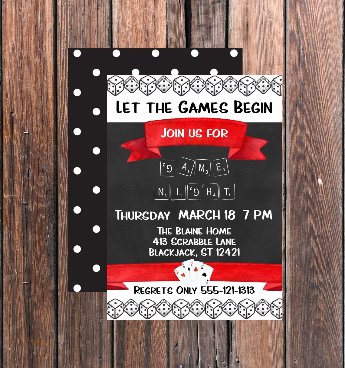 Game Night Invitation, Casino Party, Editable Template, Instant Access ...