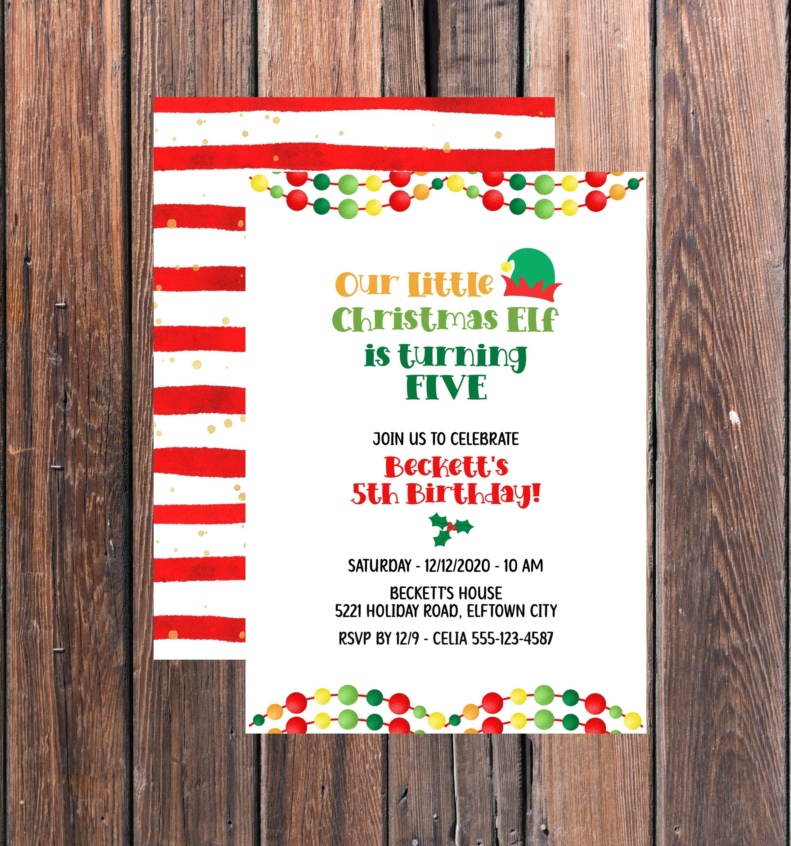 Elf Birthday Party, Elf Invitations, Christmas Party Invites, Cute ...