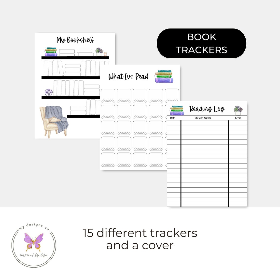 Book Tracker Printable Bundle, Book Reading Planner, Reading Log, Book ...
