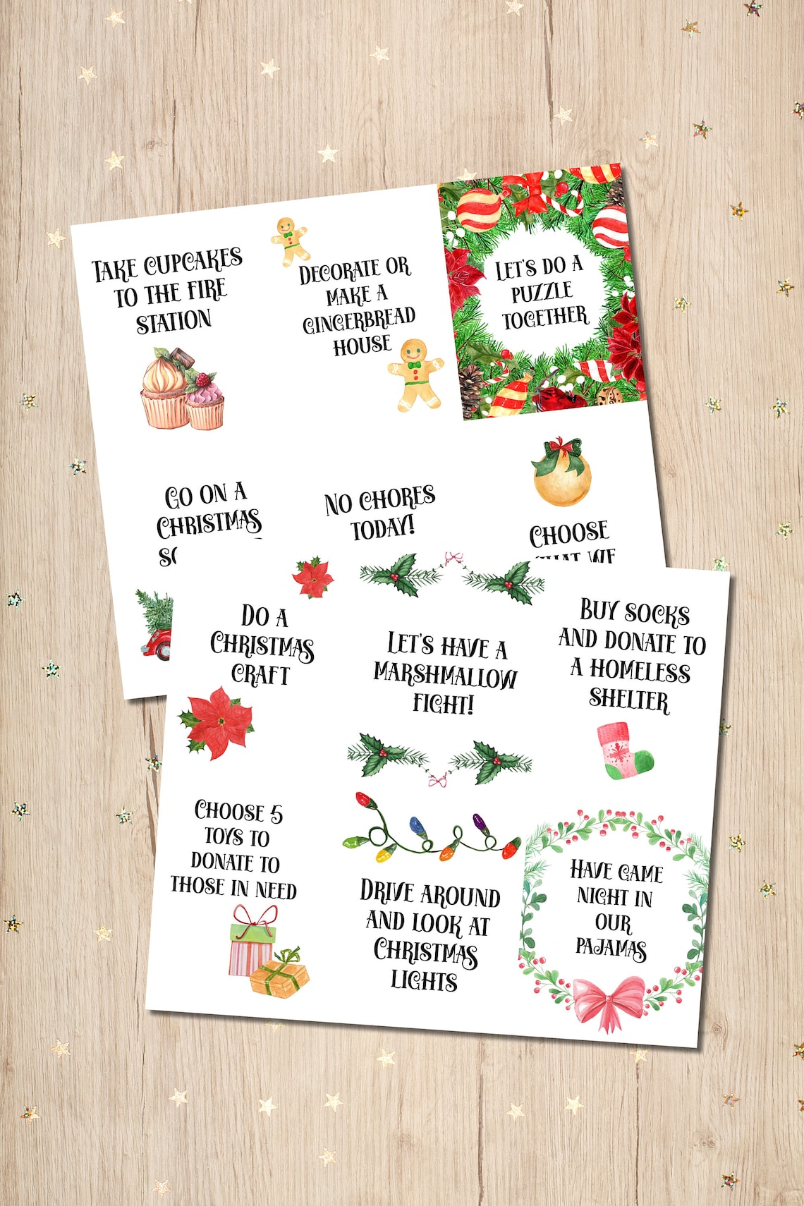 Christmas Advent Calendar Activity Cards, Family Holiday Activities ...