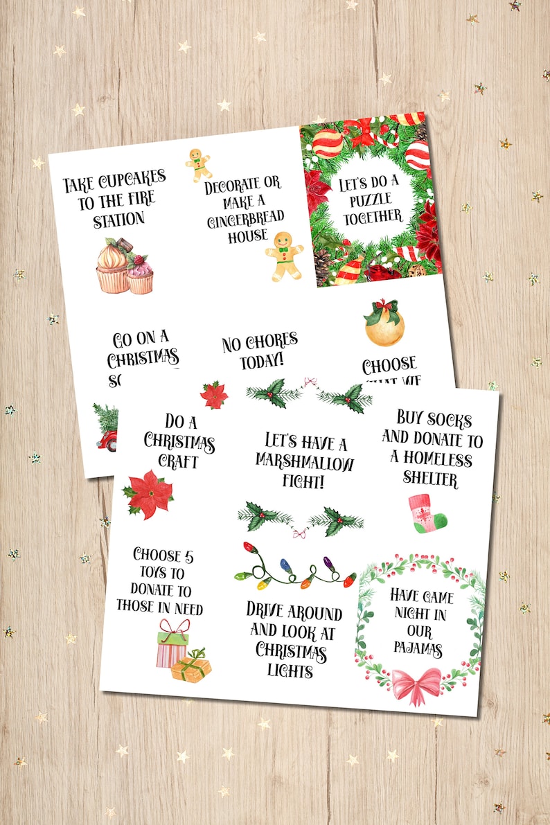 Christmas Advent Calendar Activity Cards, Family Holiday Activities ...