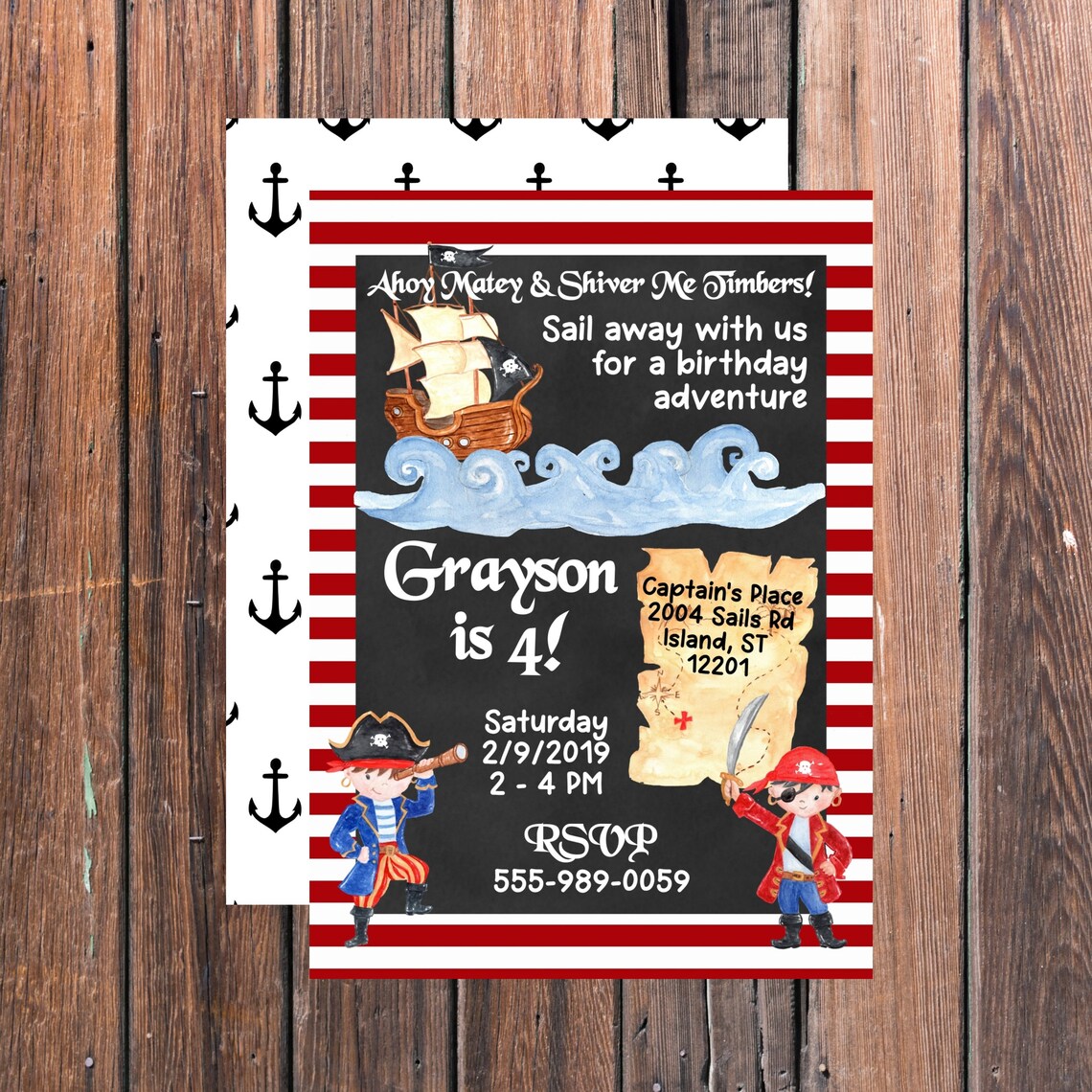 Pirate Theme Party Pirate Invitations Corjl Invitations | Etsy