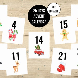 Printable Christmas Advent Calendar, Christmas Activity Cards ...
