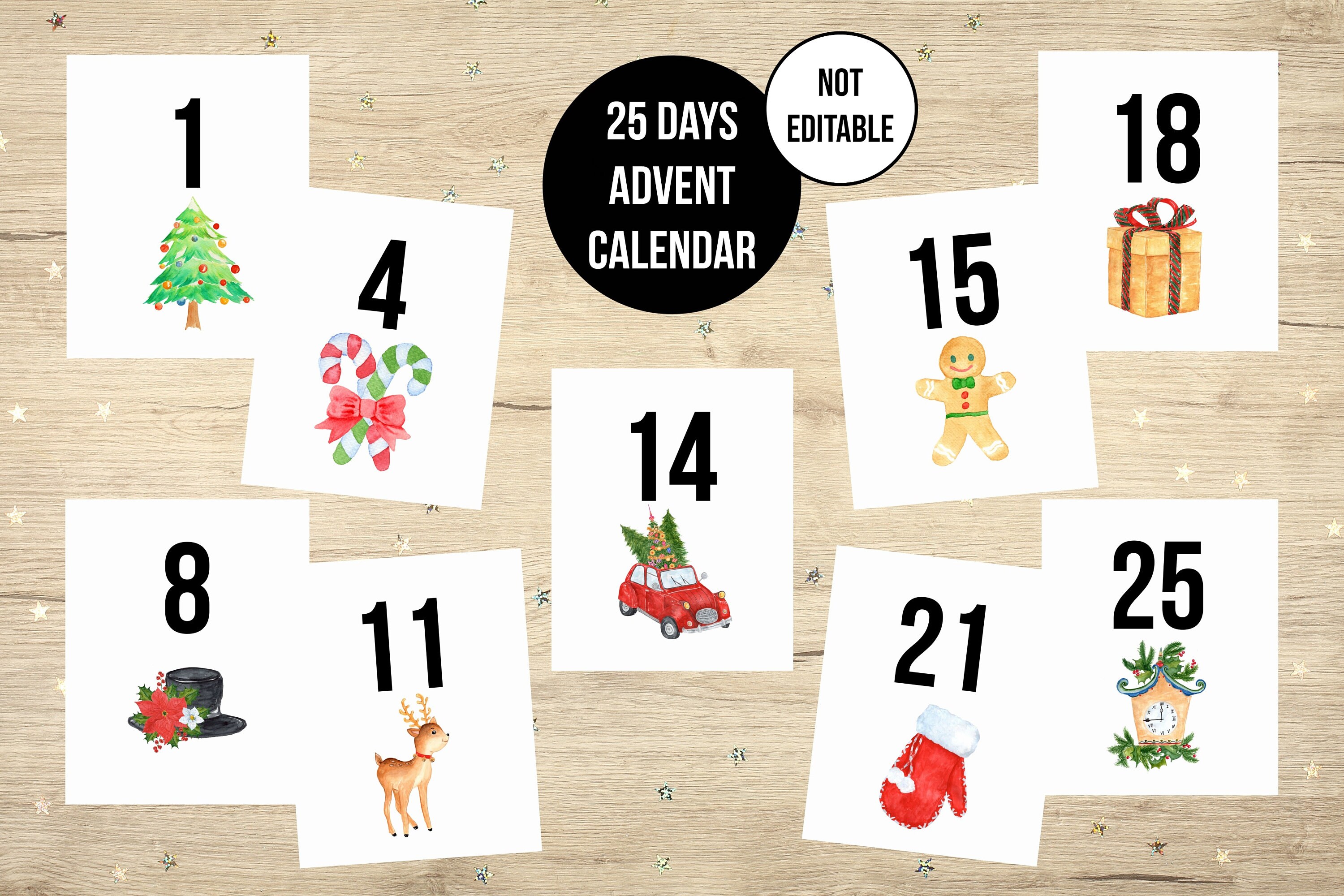 Printable Christmas Advent Calendar, Christmas Activity Cards ...