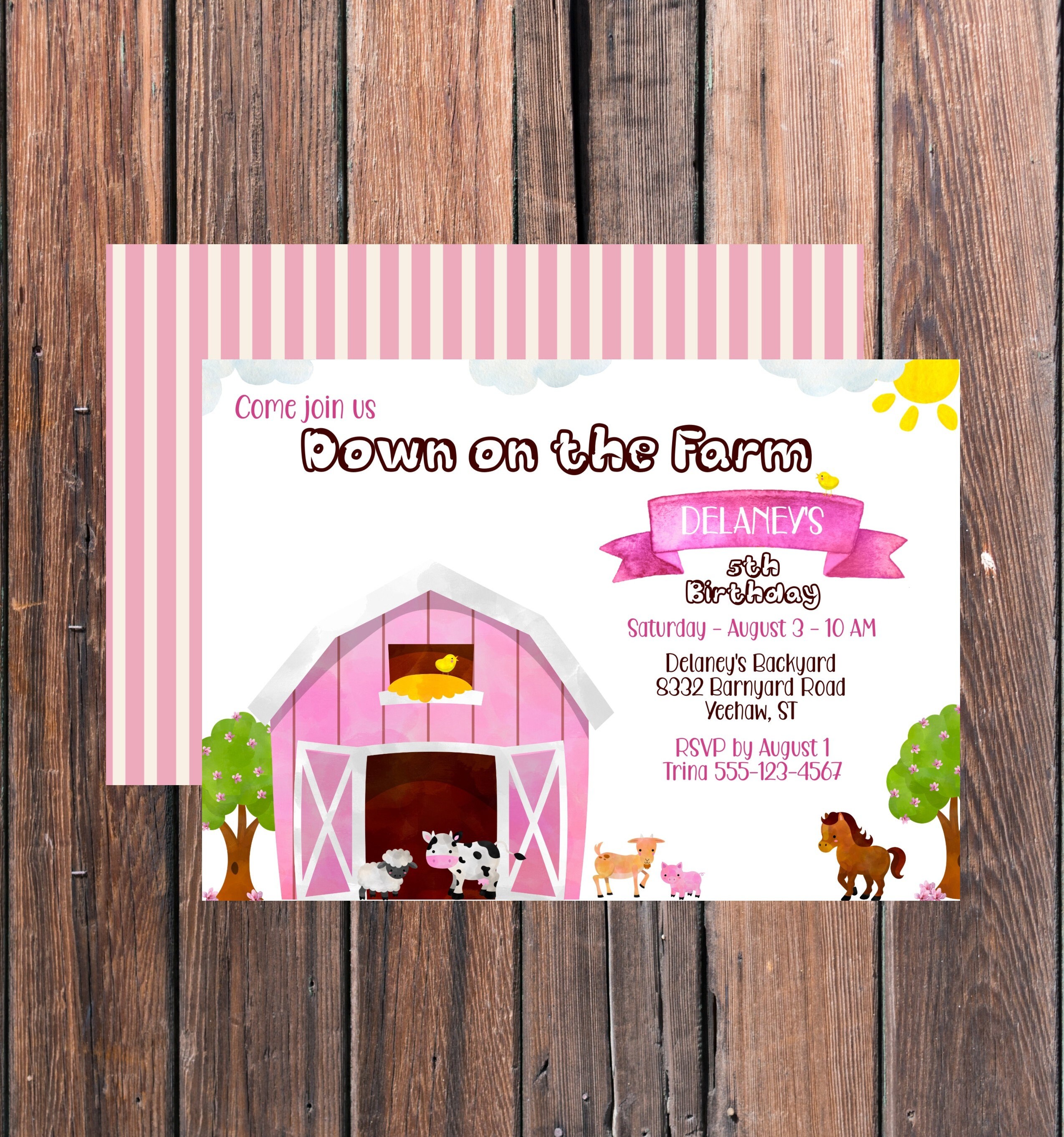 Pink Farm Birthday, Farm Birthday Party, Farm Invitations, Instant ...