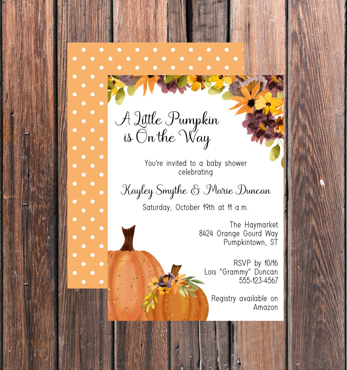 Pumpkin Baby Shower Invitation, Fall Shower Invite, Autumn Baby Shower ...