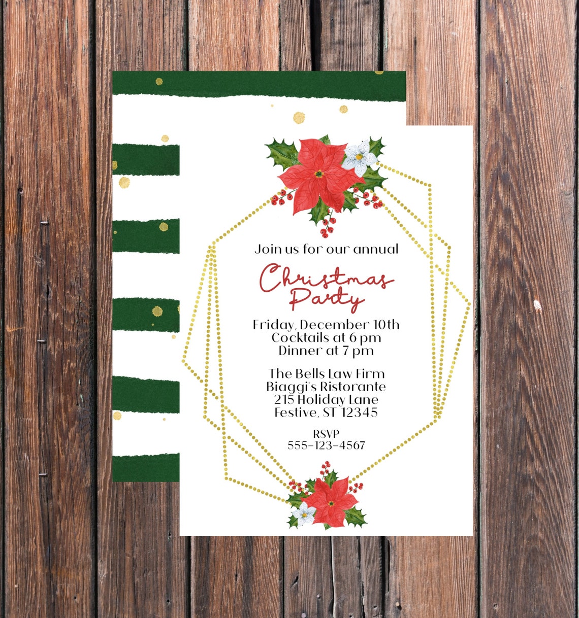 Holiday Office Party, Christmas Invites, Poinsettia Invite, Corjl ...