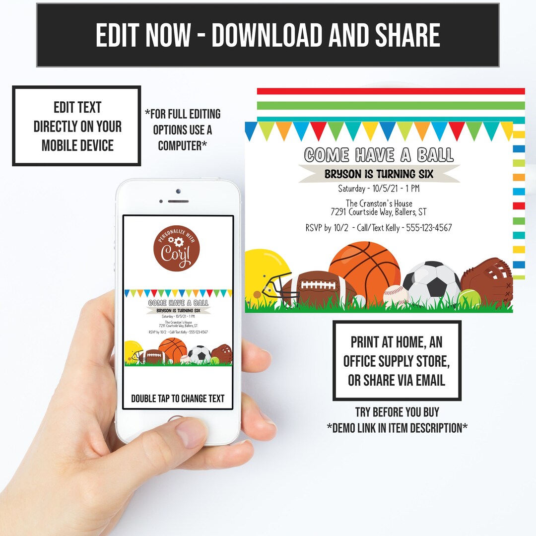 Sports Invitation, Athlete Birthday, Sports Party Invite, Teen Birthday ...