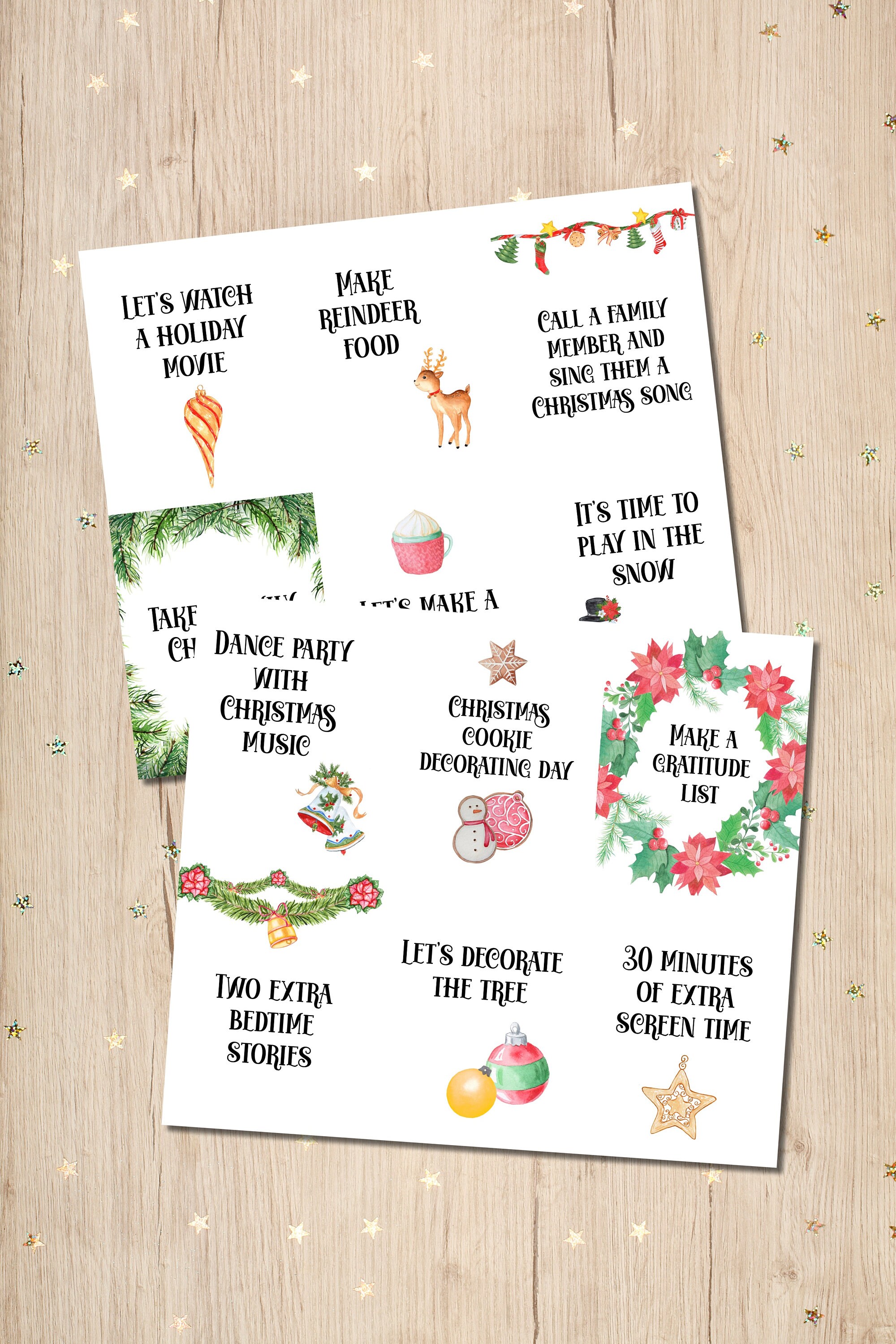 Christmas Advent Calendar Activity Cards, Family Holiday Activities ...