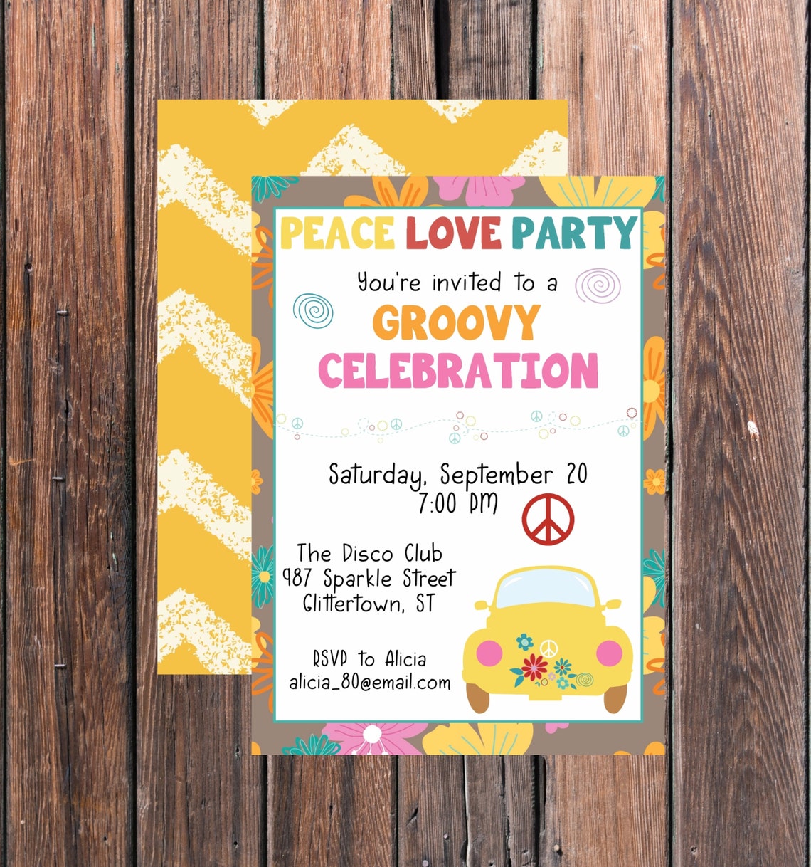 Hippie Invitations 60s Theme Party Hippie Birthday Party | Etsy
