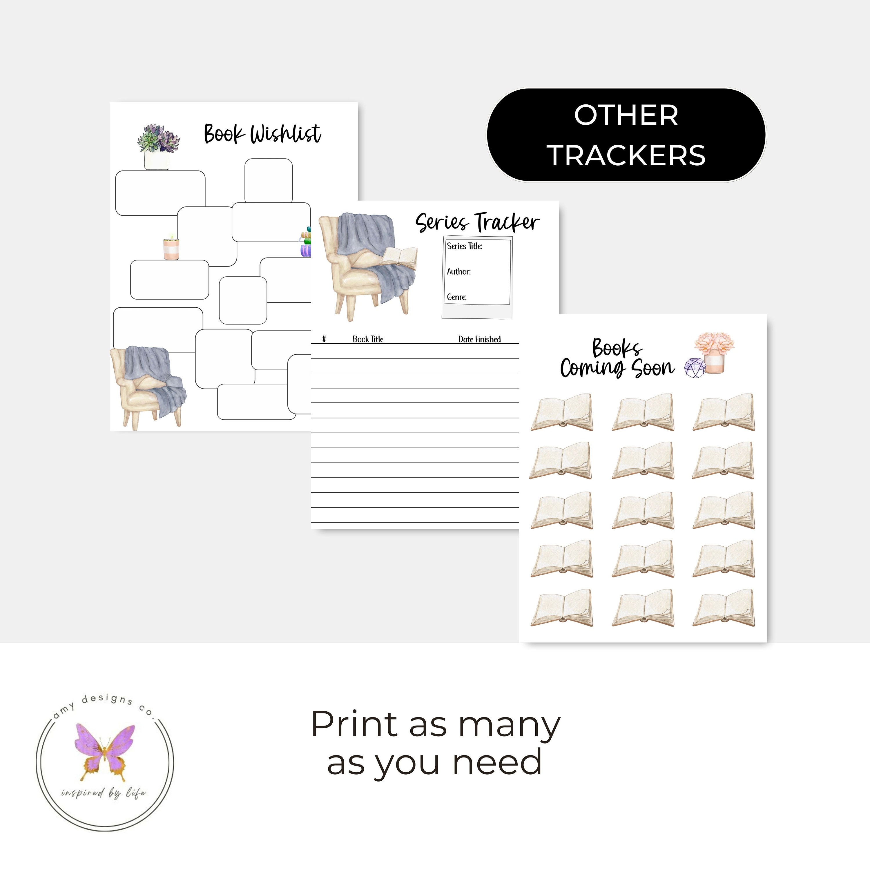 Book Tracker Printable Bundle, Book Reading Planner, Reading Log, Book ...