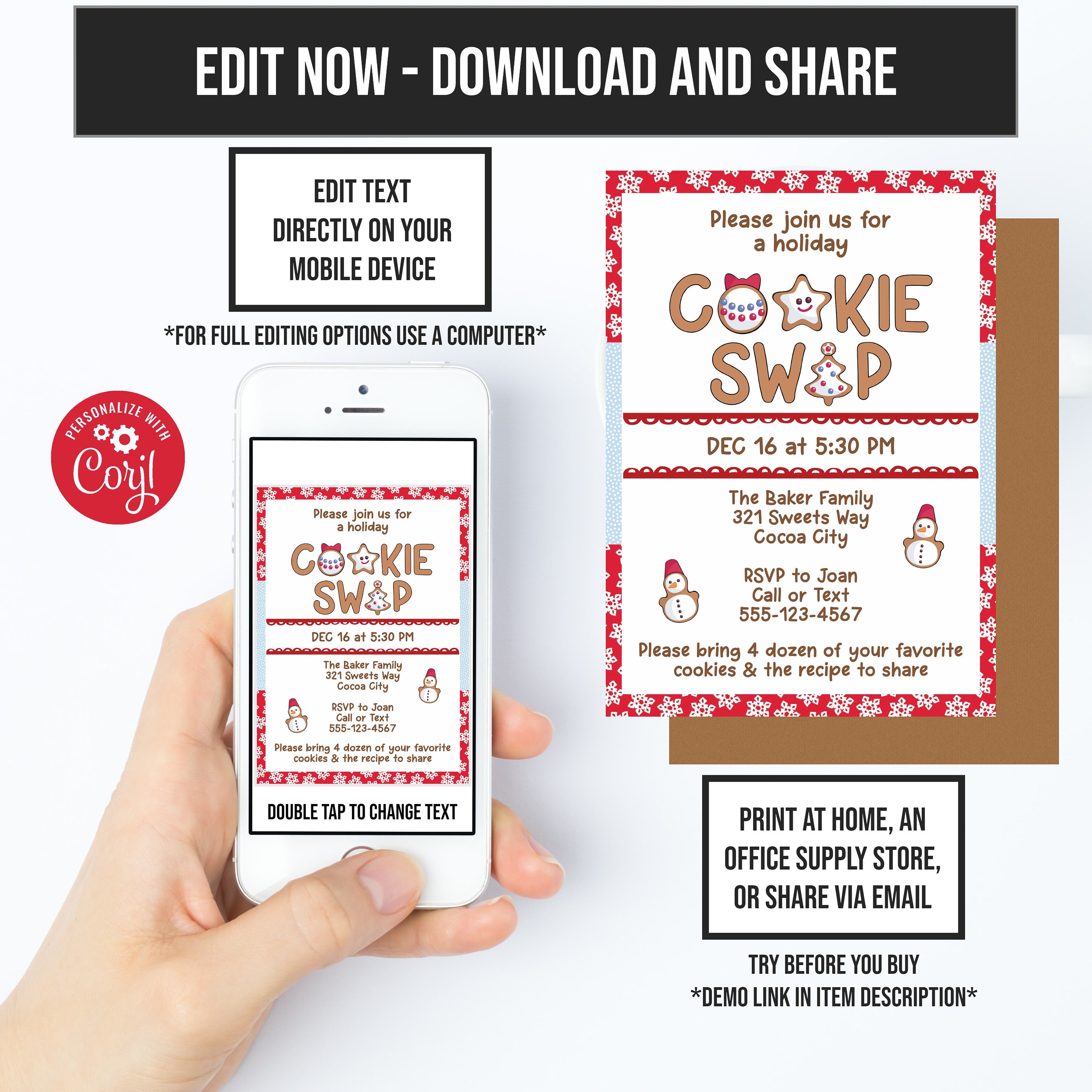 Christmas Cookie Swap, Cookie Exchange, Christmas Invites, Christmas ...