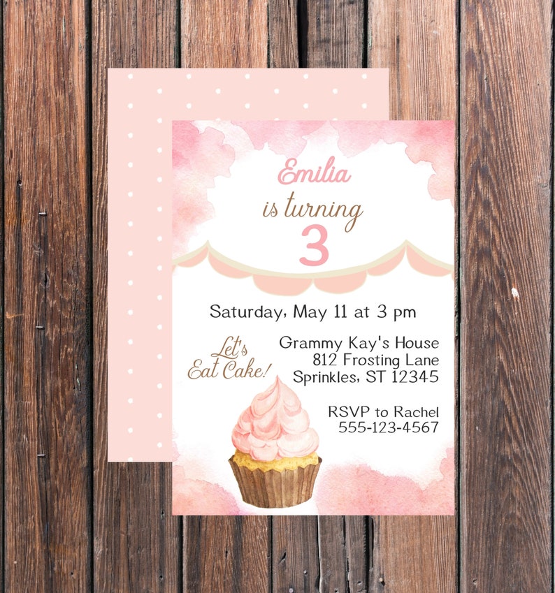 Cupcake Birthday Invitation, Cupcake Party Theme, Cupcake Invitation ...