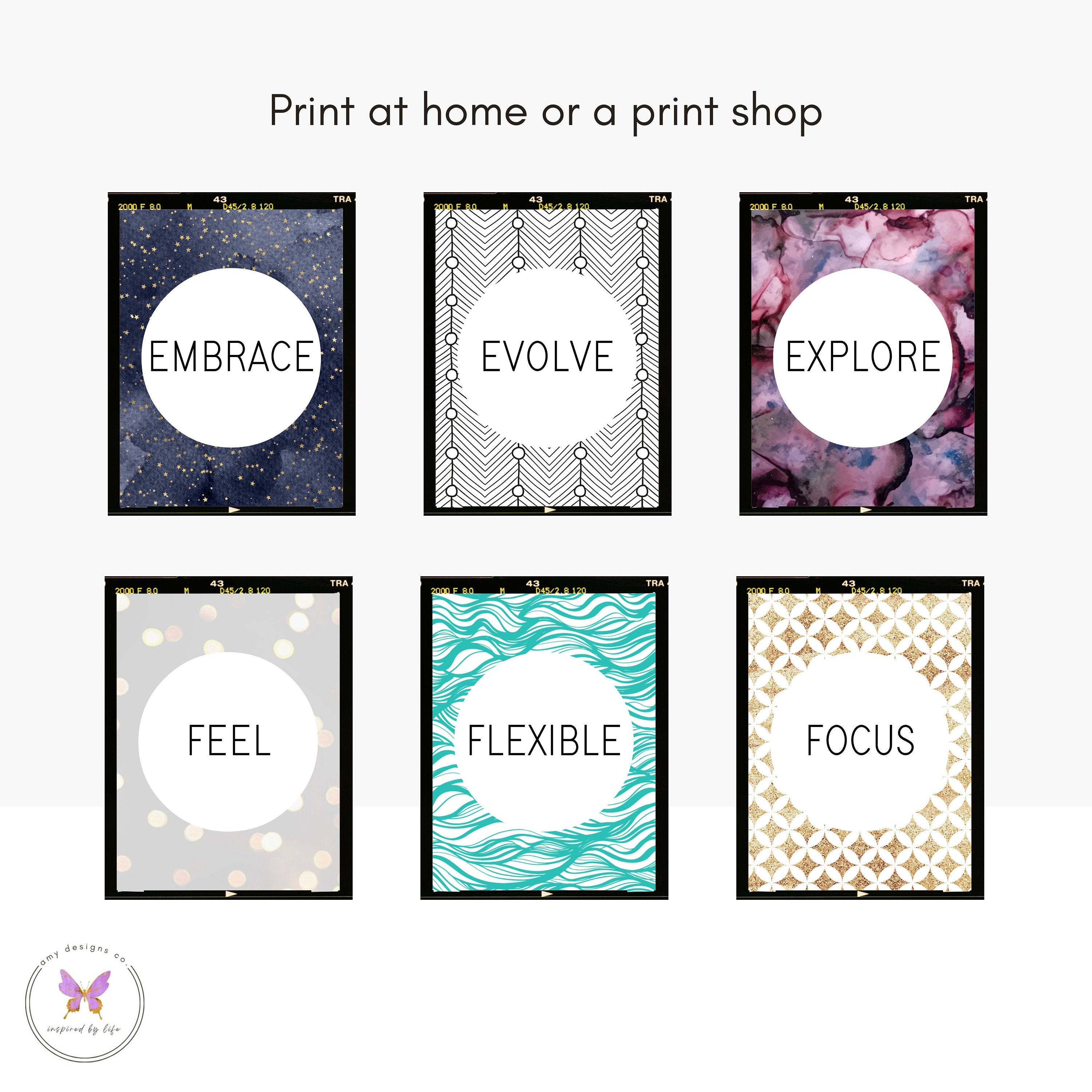 One Word Gallery Wall Art Bundle, Set of 40 Prints, Inspirational ...