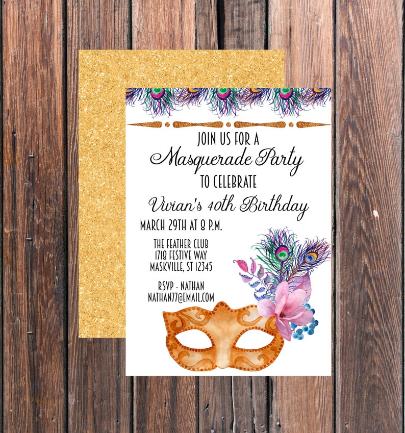 Masquerade Birthday Masquerade Party Invitations for Her - Etsy