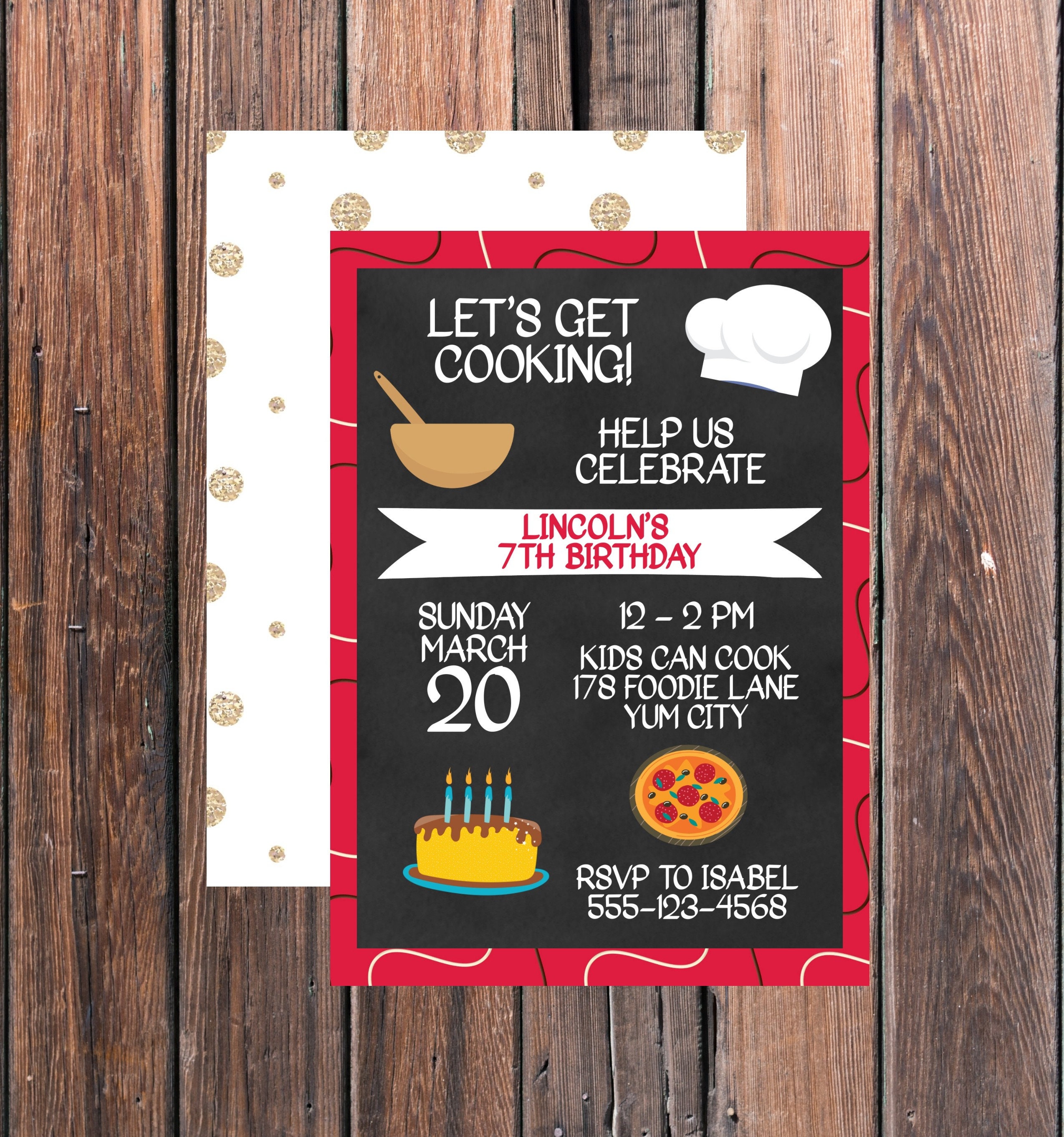 Cooking Invitations, Little Chef Birthday, Corjl Invitations, Cooking ...