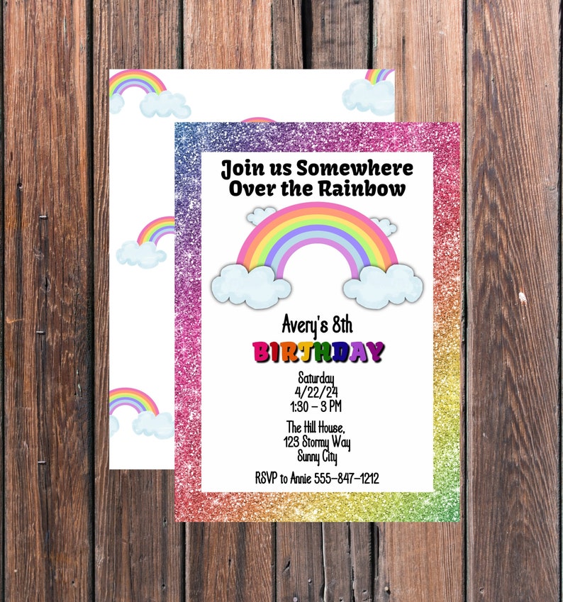 Rainbow Birthday Invite, Rainbow Party Theme, 1st Birthday Invite ...