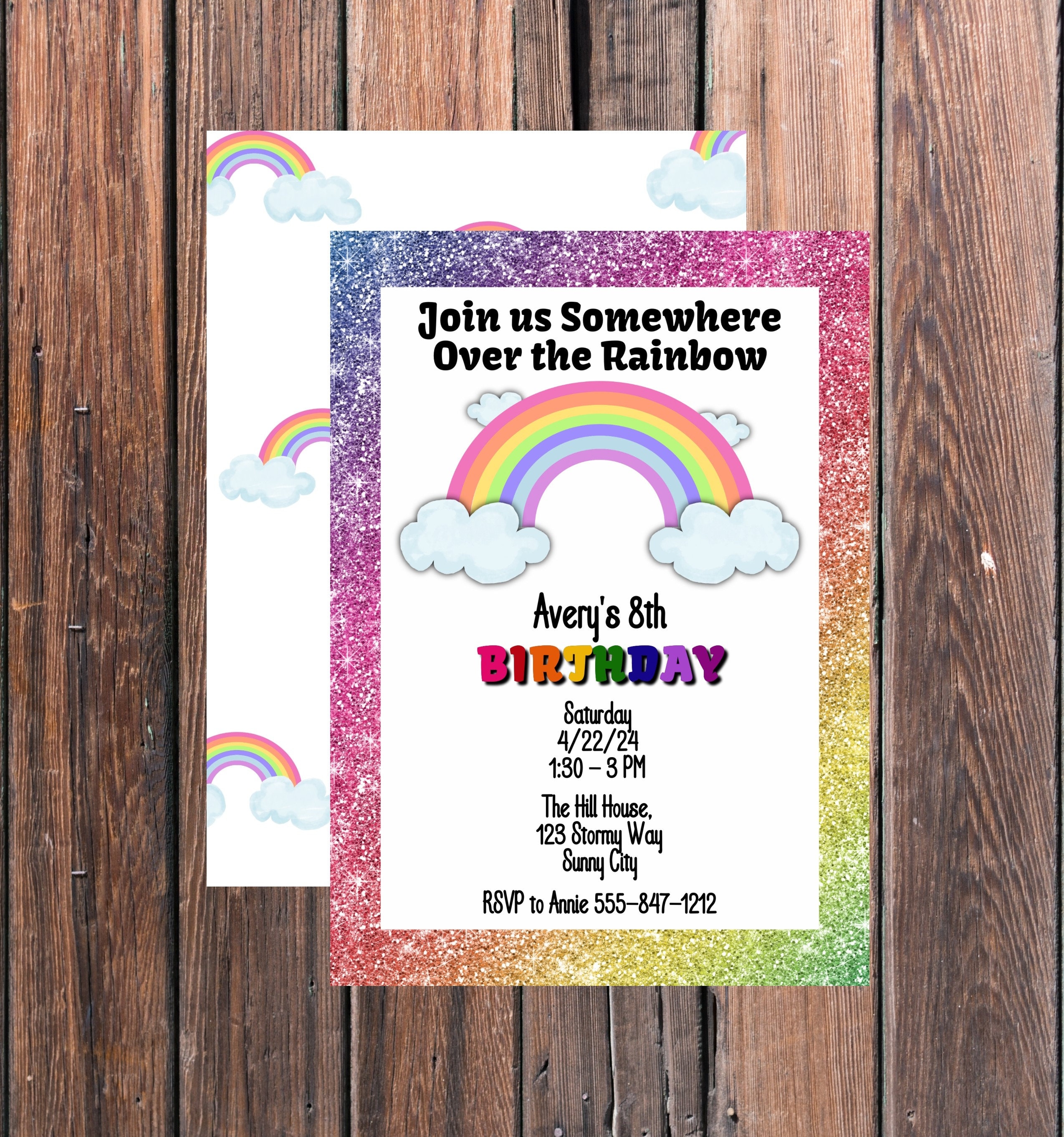 Rainbow Birthday Invite, Rainbow Party Theme, 1st Birthday Invite ...