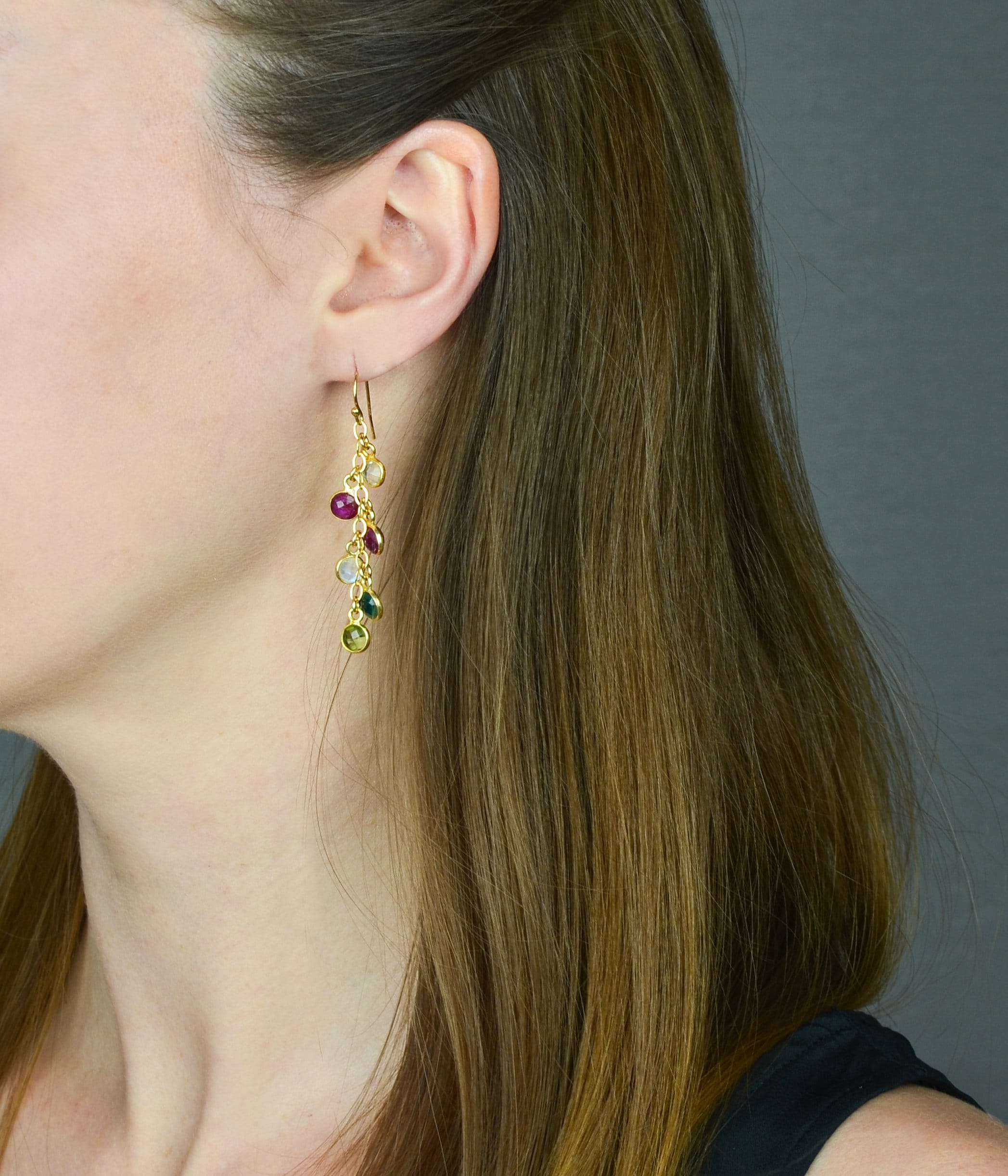 Custom Birthstone Earrings, Dangle Long Earrings, Drop Earrings ...
