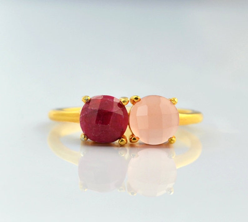 Custom Couples Ring, Double Stone Ring, Cluster Ring, Two Stone Ring ...