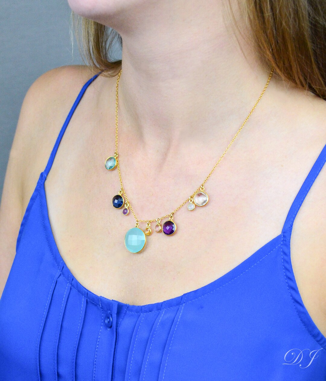 Personalized Grandma Necklace Gold, Grandma Gift Birthstone Necklace ...