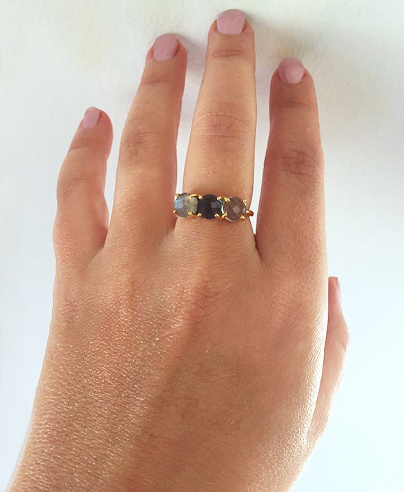 Custom Mothers Ring Triple Stone Ring Cluster Ring Three - Etsy