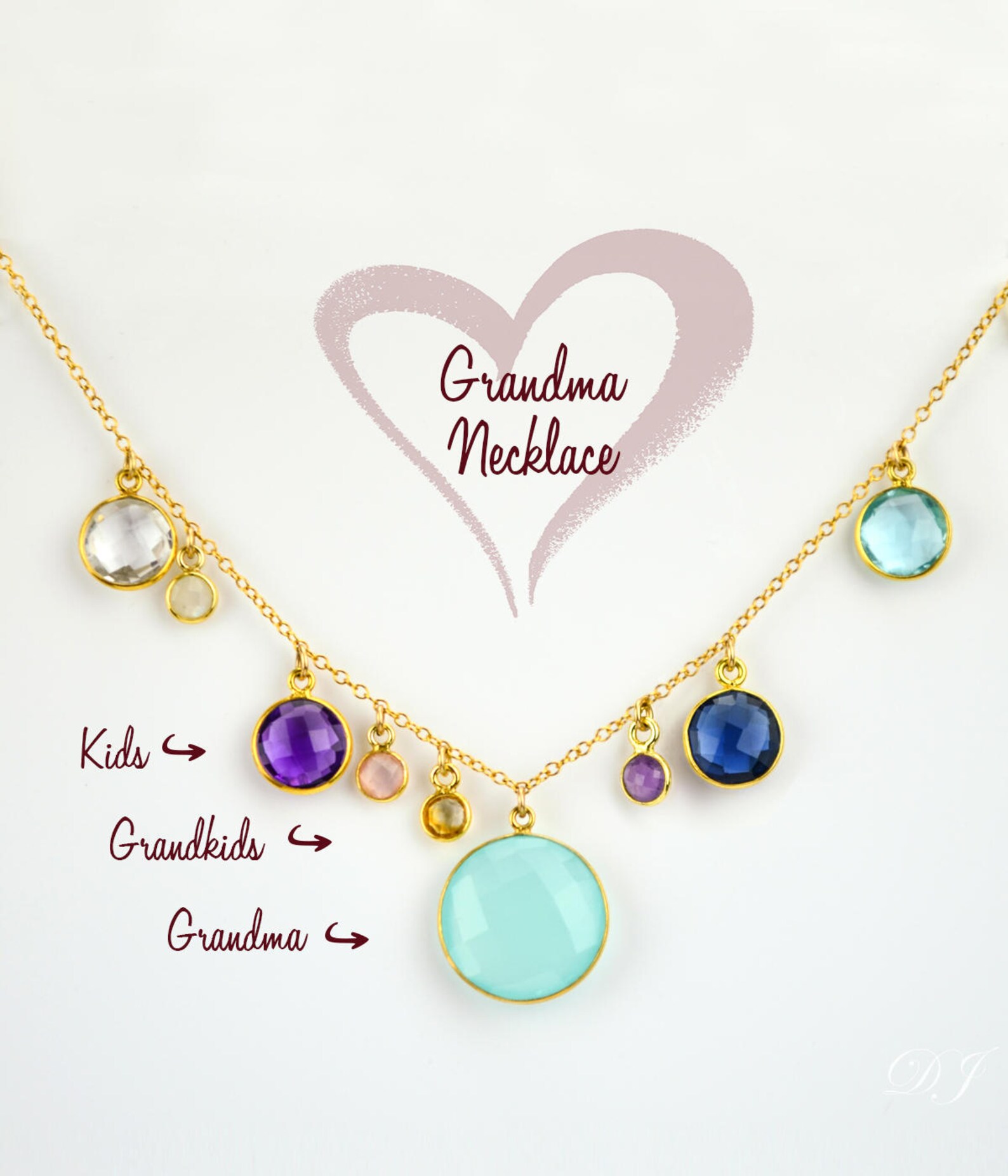 Personalized Grandma Necklace Gold Grandma Gift Birthstone - Etsy