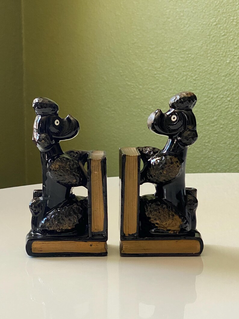 Vintage MCM Japanese Poodle Porcelain Bookends - Etsy
