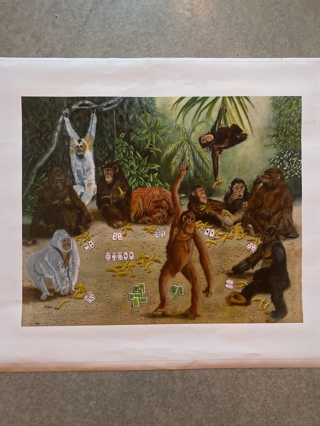 Monkeys Playing Cards in Jungle - Etsy