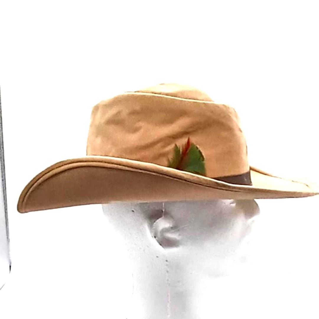 Bailey Cowboy Hat U-rollit Western Tan Felt Hat, Blue Stone Feather ...