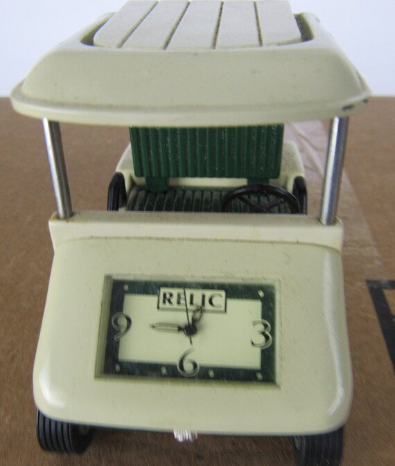 Relic Metal Golf Cart With Two Golf Bags Small Desk Clock - Etsy